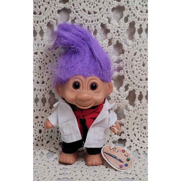 Toys | Tnt 1991 Artist Troll Purple Hair Purpleblack Eyes Cardboard ...